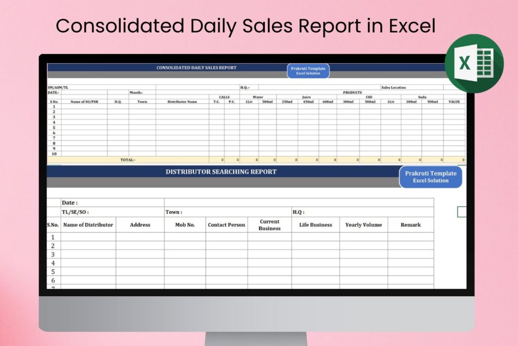 Consolidated Daily Sales Report in Excel | High Quality Excel, PDF ...