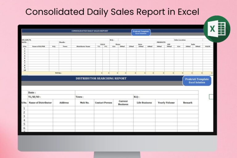 Consolidated Daily Sales Report in Excel | Prakruti Digital Template