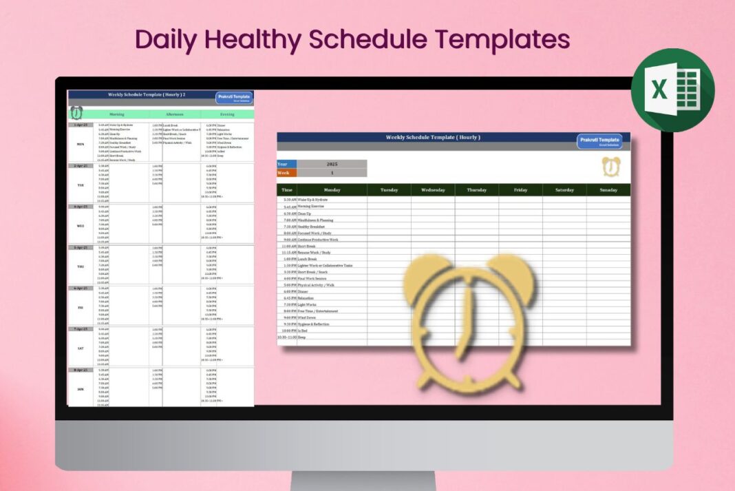 Daily Healthy Schedule Templates in Excel | Prakruti Digital Template