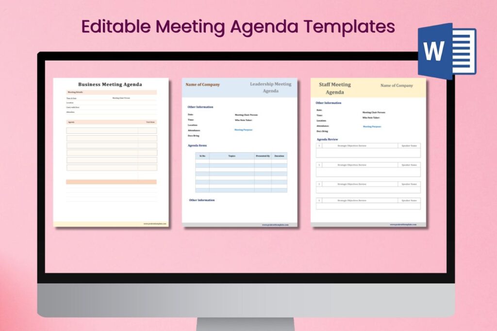 Editable Meeting Agenda Templates in Word