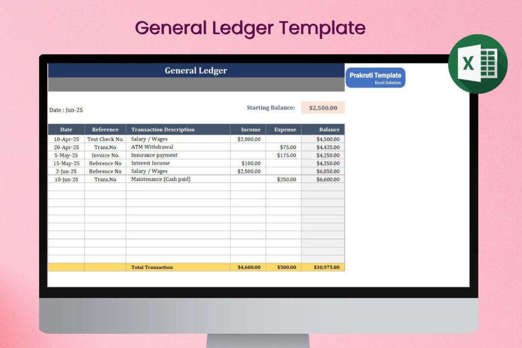 General Ledger Template in Excel