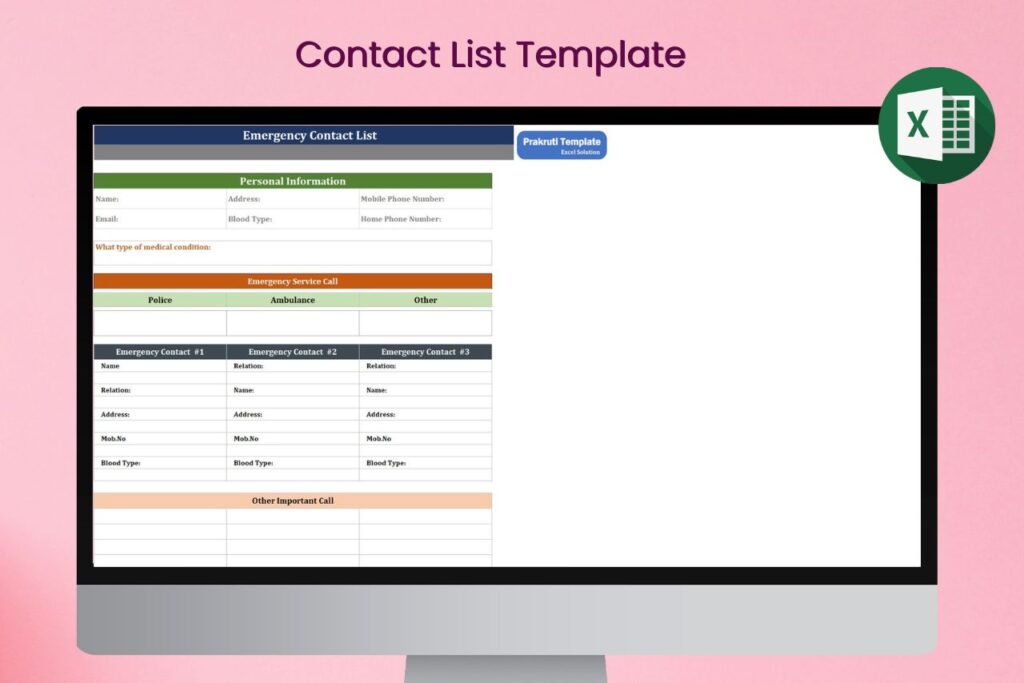 Phone & Email Contact List Template