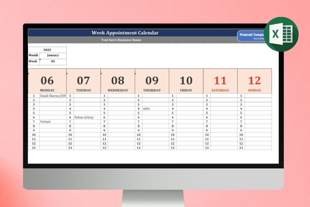 Customizable Appointment Calendar Template