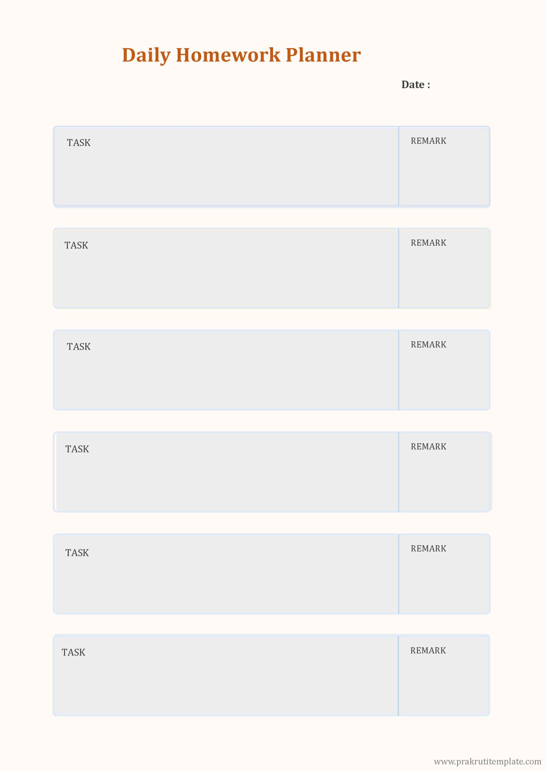 Printable Homework Planners for Students