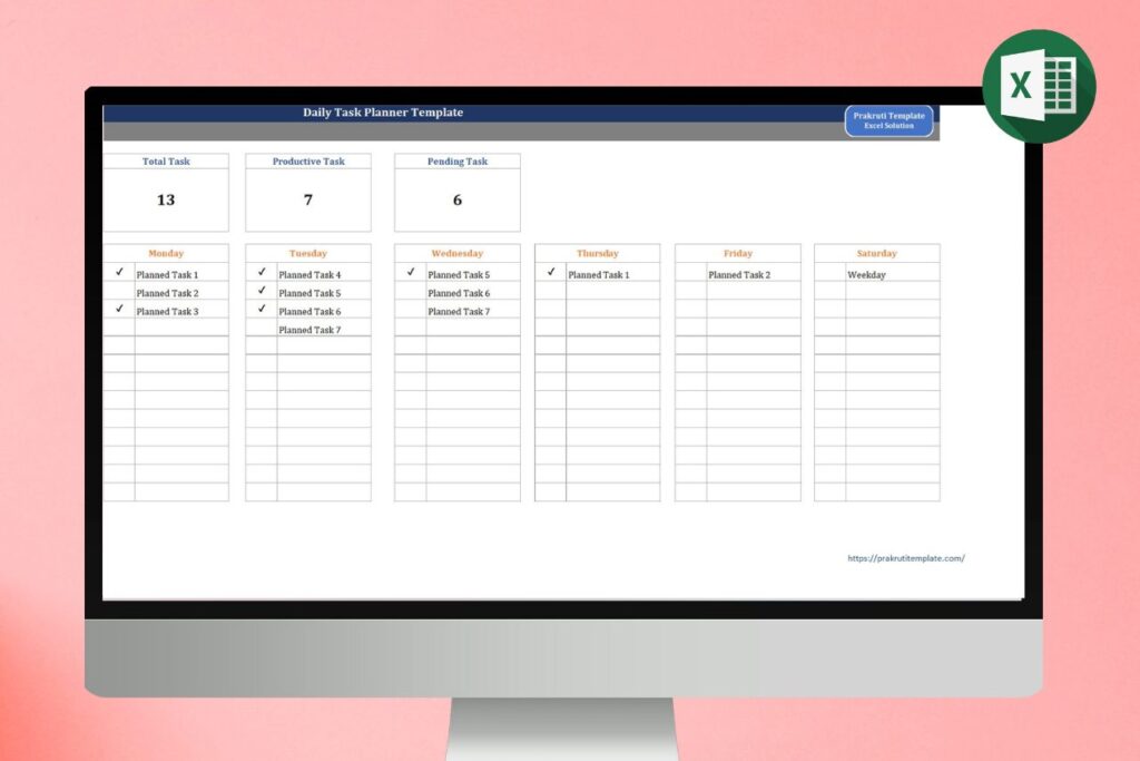 Daily Task Planner Template : Life Style Template