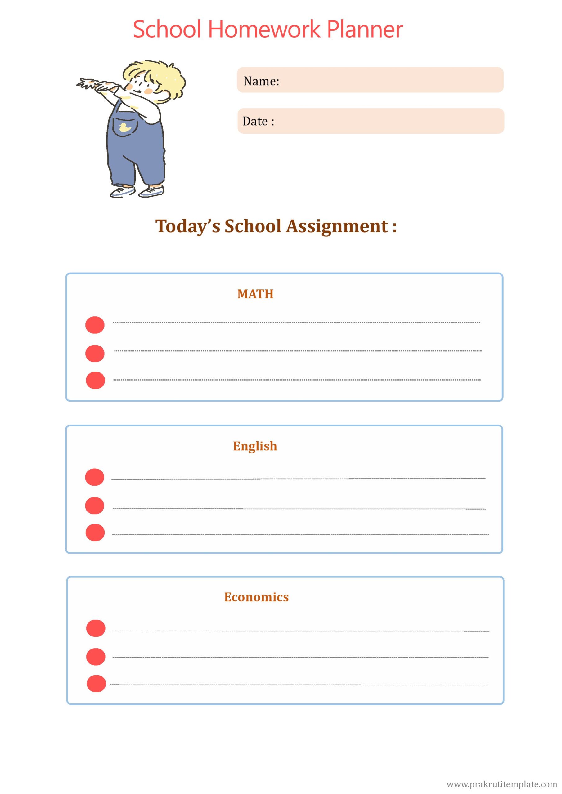 Printable Homework Planners for Students