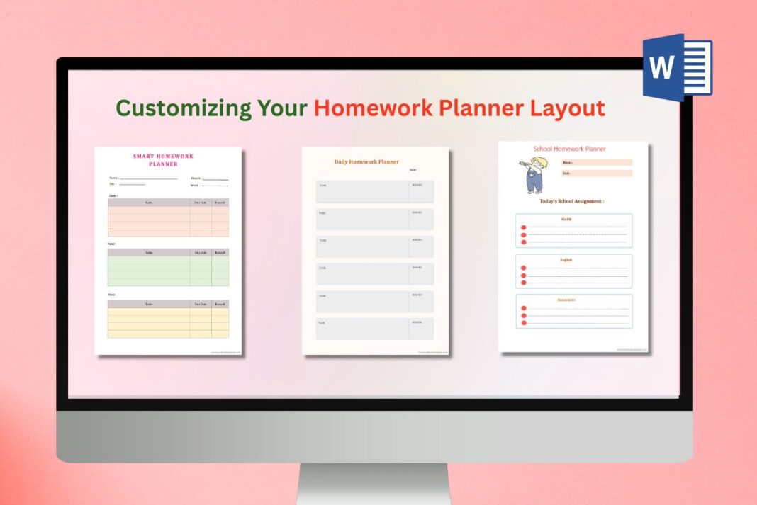 Printable Homework Planners for Students